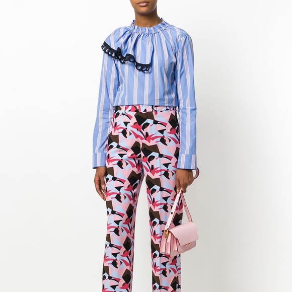 Marni | Tops | Marni Striped Asymmetric Ruffle Blouse It 4 Nwt | Poshmark